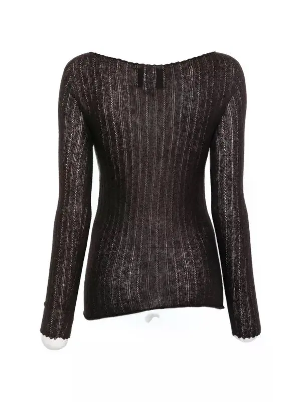 VANISE Ribbed-knit Long-sleeve Top