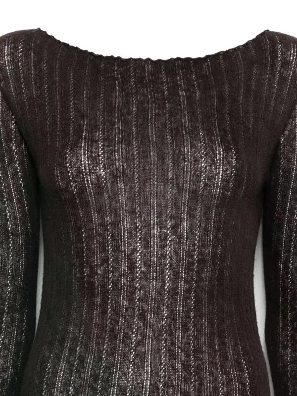 VANISE Ribbed-knit Long-sleeve Top