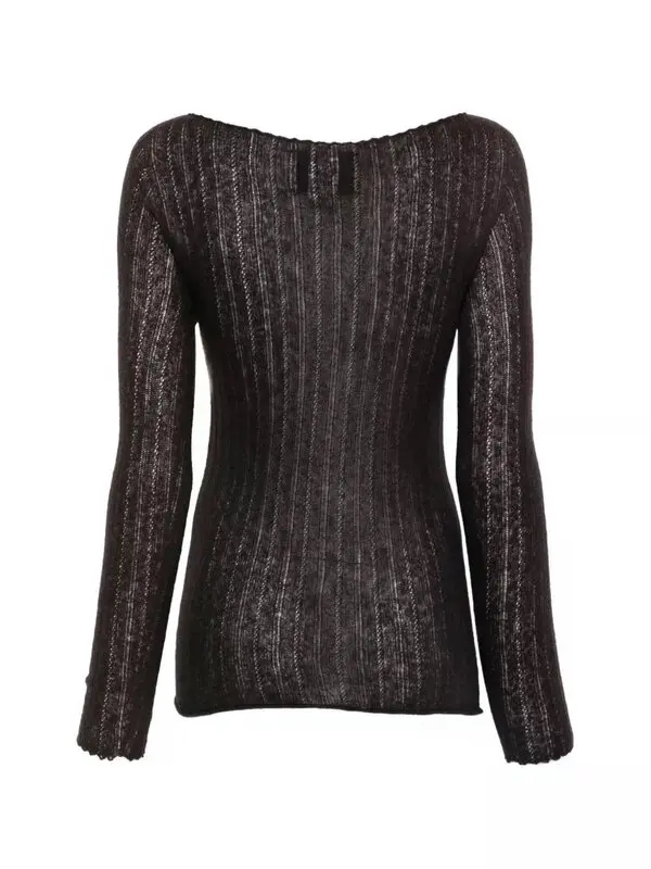 VANISE Ribbed-knit Long-sleeve Top