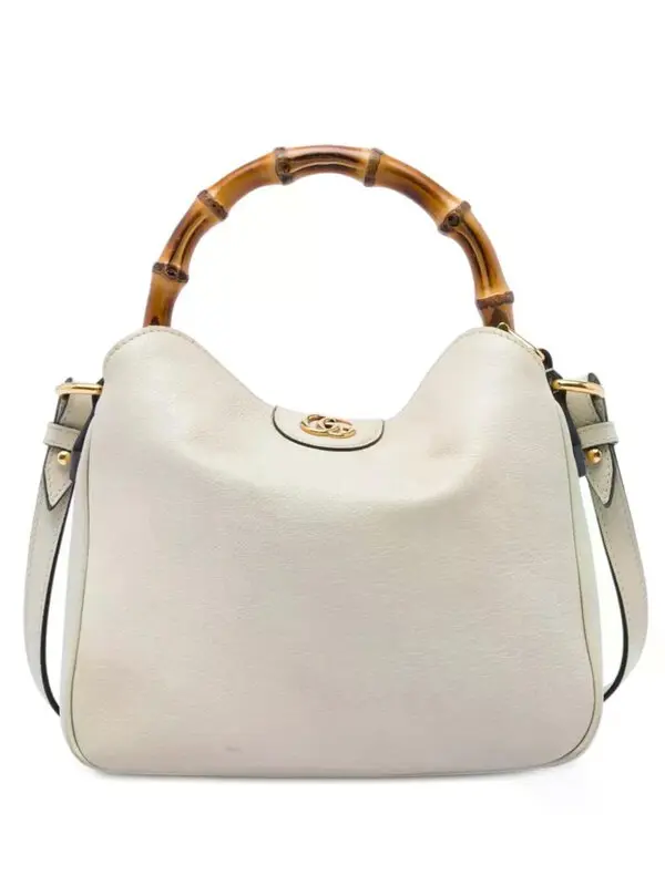 Gucci Small Calfskin Bamboo Diana Satchel - White