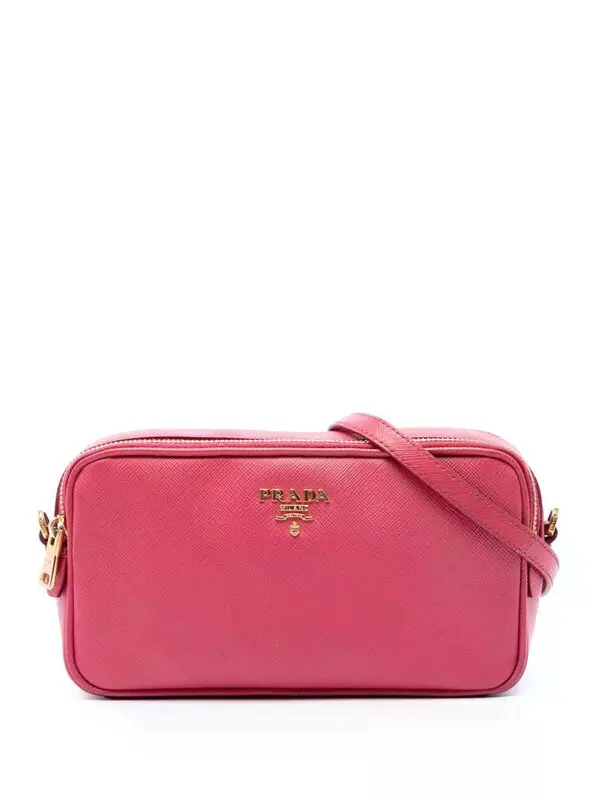 Prada Saffiano Mini Double Zip Camera Cross Body Bag