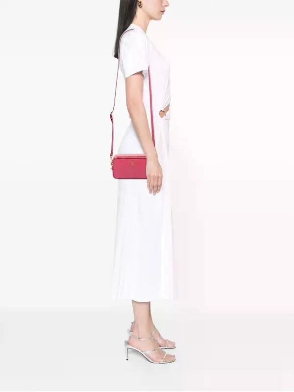 Prada Saffiano Mini Double Zip Camera Cross Body Bag