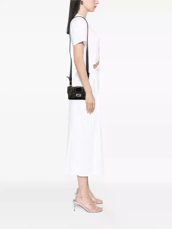 Fendi Zucca Canvas Convertible Baguette Pouch Cross Body Bag - Black