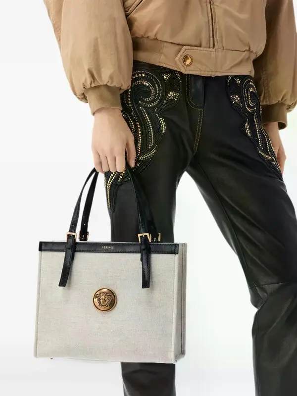 Versace Rivière Canvas Tote - Neutrals