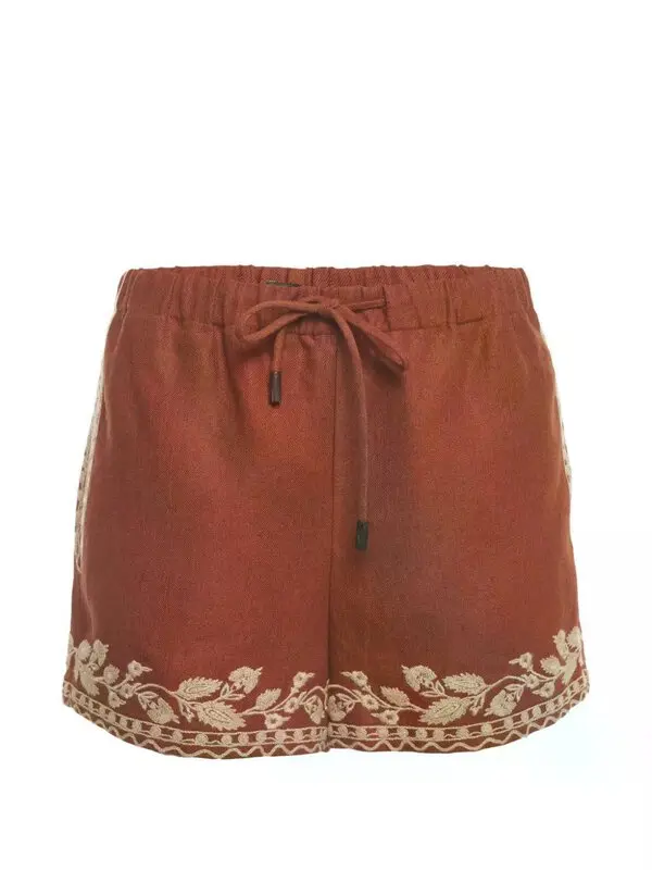 Loro Piana Ernst Embroidered Drawstring Mini Shorts - Brown