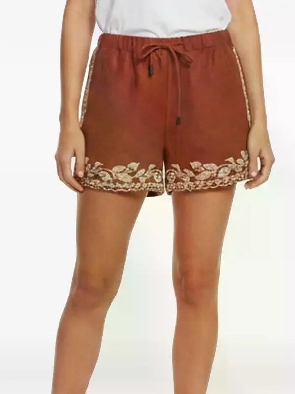 Loro Piana Ernst Embroidered Drawstring Mini Shorts