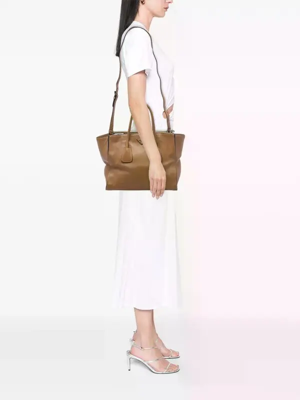 Prada 2010-2026 Glace Calf Twin Pocket Double Handle Satchel