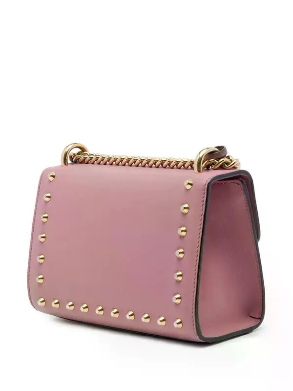 Gucci Pearl Studded Leather Padlock Crossbody Bag - Pink