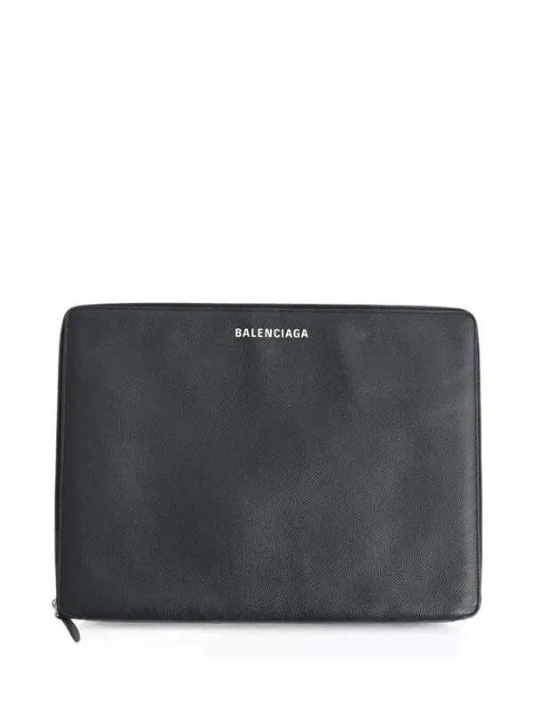 Balenciaga Logo Zipped Portfolio Pouch