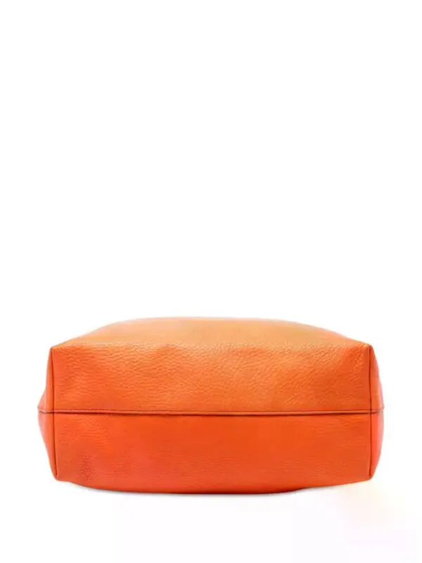 Prada Vitello Daino Front Pocket Open Convertible Tote Satchel - Orange