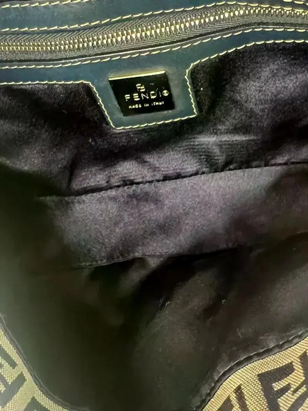 Fendi 2000-2010 Zucchino Canvas Baguette Shoulder Bag