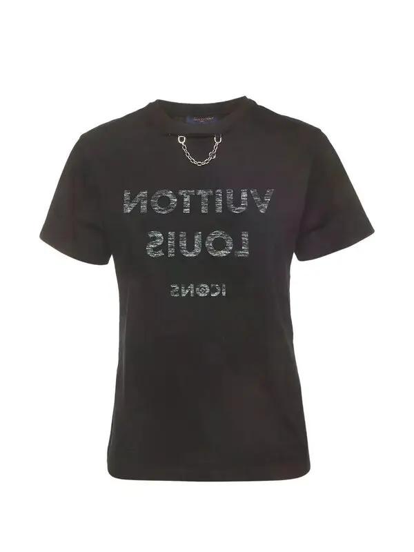 LOUIS VUITTON Reversed-logo Graphic-print Crewneck T-shirt - Black
