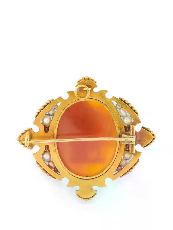 LB EXCLUSIVE Agate And Pearl Cameo Brooch