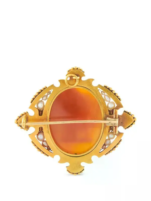 LB EXCLUSIVE Agate And Pearl Cameo Brooch
