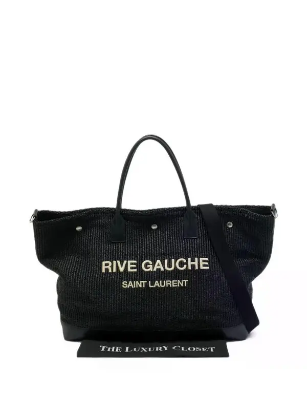 Saint Laurent 2022 Maxi Rive Gauche Raffia Tote Bag