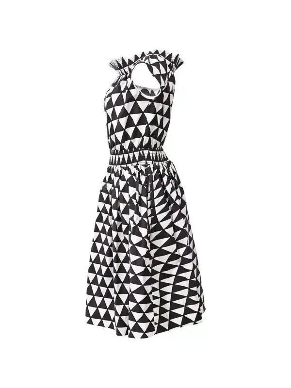 Prada Geometric Print Off-shoulder Mini Dress