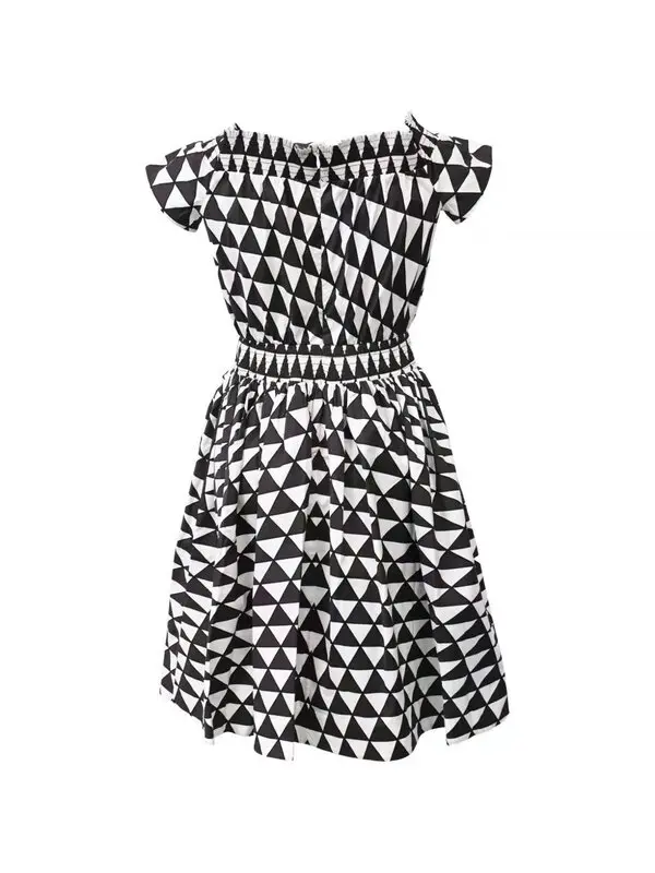 Prada Geometric Print Off-shoulder Mini Dress