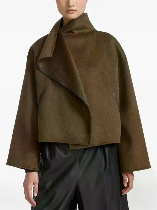 YVES SALOMON Leather-trimmed Wool Jacket