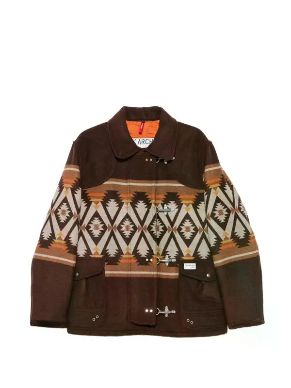 FAY Geometric-pattern Toggle-fastening Jacket - Brown