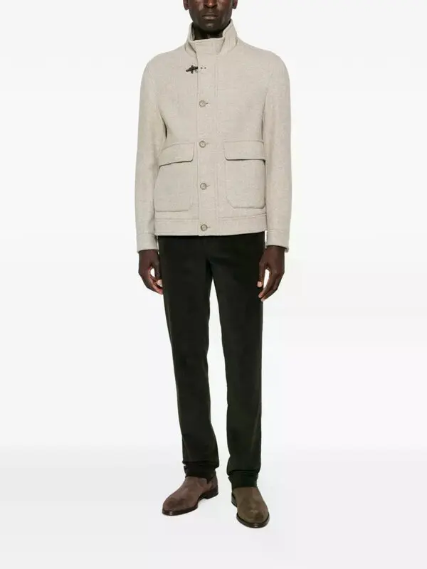 FAY Herringbone-weave Lobster-clasp Coat