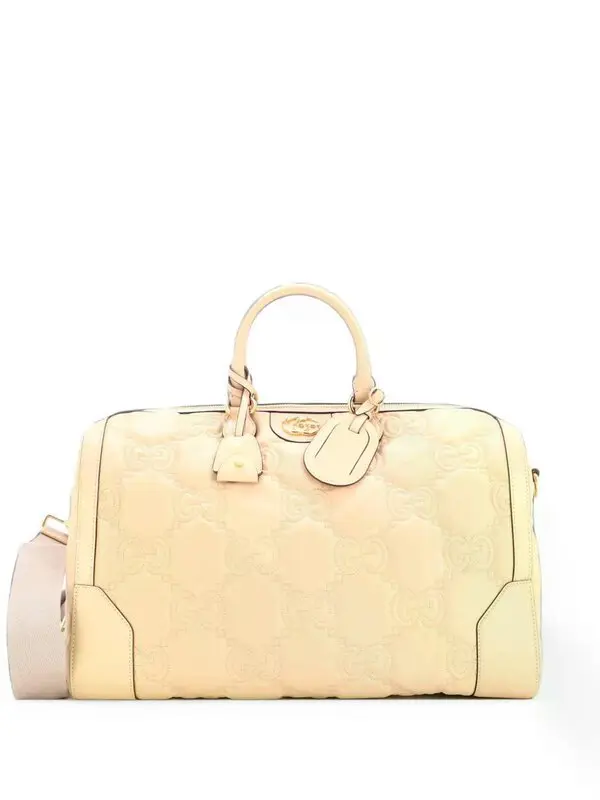 Gucci Convertible Boston Top Handle Bag Gg Matelasse Leather Medium Travel Bag - Neutrals