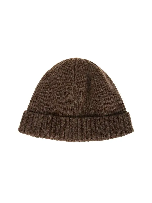 Barbour Logo Patch Ribbed Knit Beanie