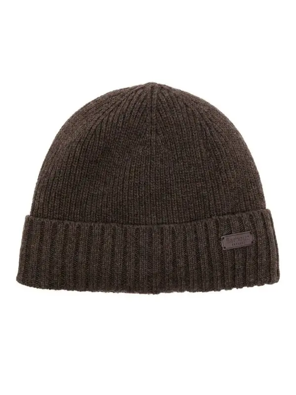 Barbour Logo Patch Ribbed Knit Beanie