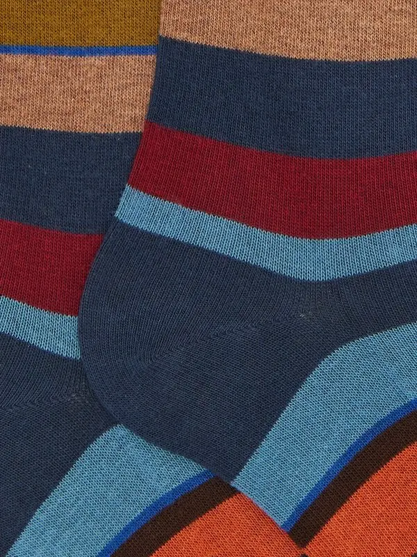 GALLO Long Warm Cotton Socks With Multicoloured Stripes
