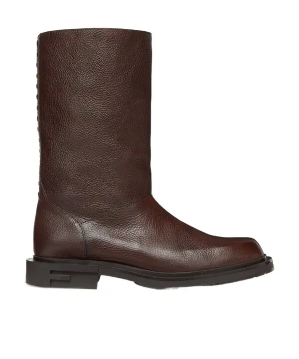 Fendi Frame Round-toe Boots - Brown