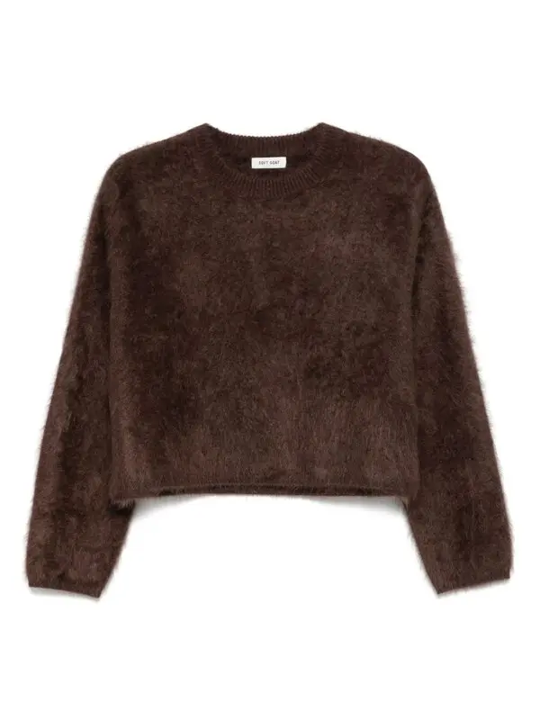 Soft Goat Wool Crewneck Jumper - Brown