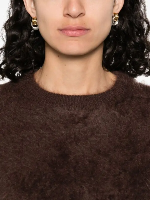 Soft Goat Wool Crewneck Jumper - Brown