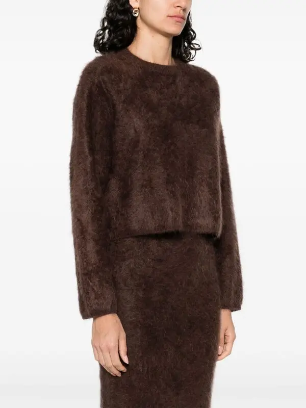 Soft Goat Wool Crewneck Jumper - Brown