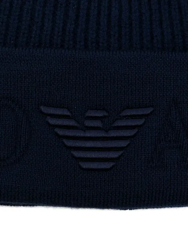 Emporio Armani Logo Embroidered Knitted Beanie