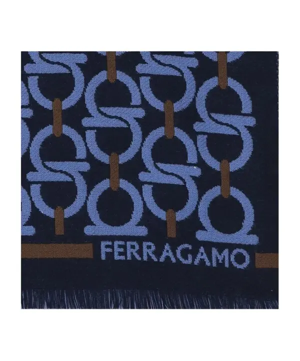 FERRAGAMO Gancini-pattern Fringed Scarf