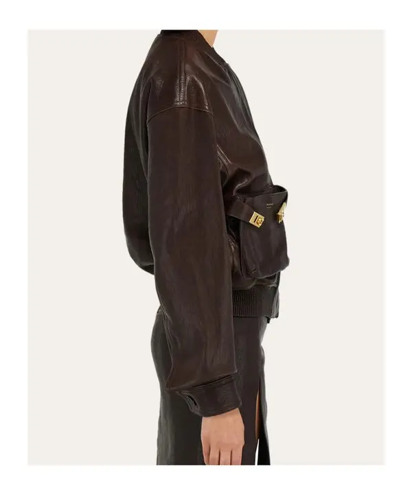 FERRAGAMO Leather Bomber Jacket - Black