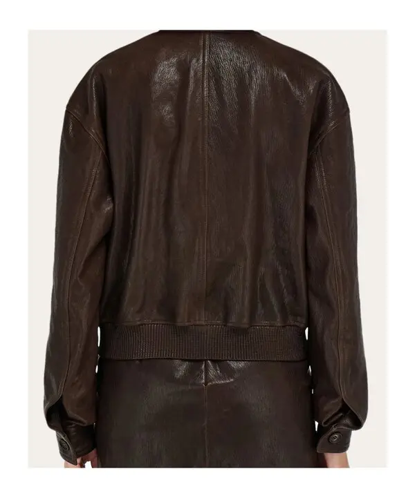 FERRAGAMO Leather Bomber Jacket - Black