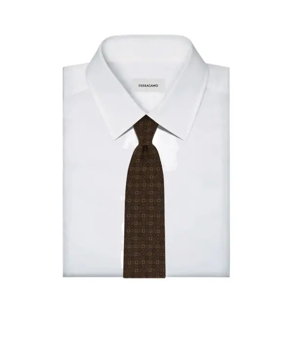 FERRAGAMO Micro Pattern Silk Tie