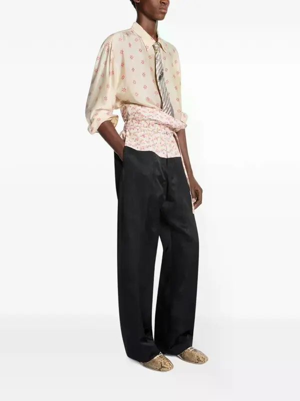 Dries Van Noten Contrast-waist Jacquard Pants