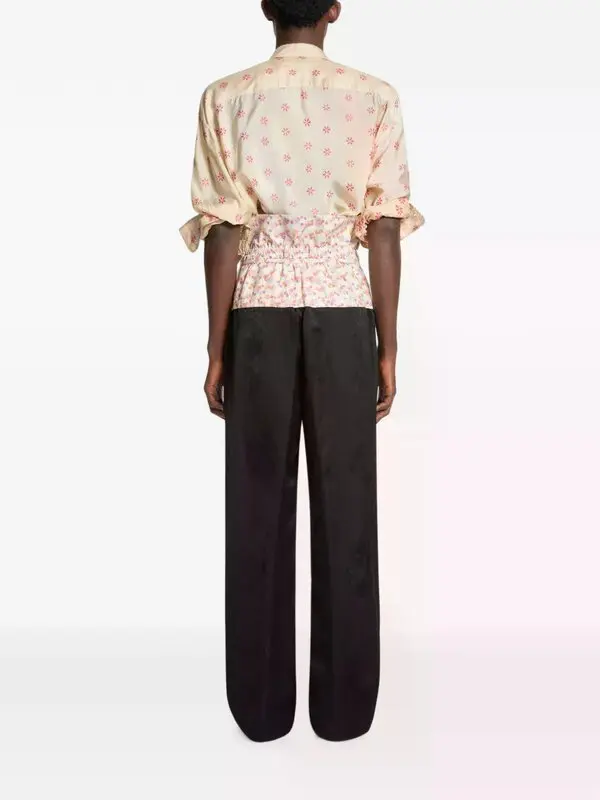 Dries Van Noten Contrast-waist Jacquard Pants