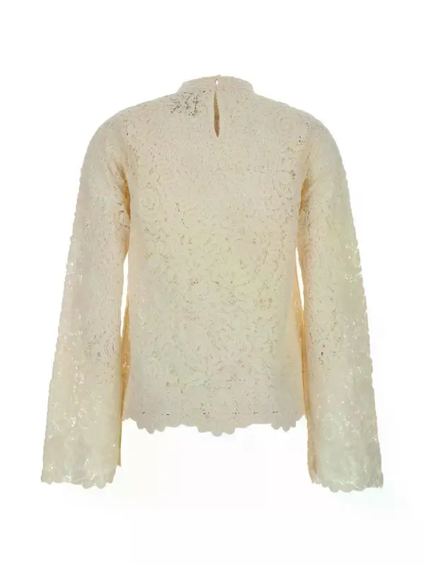 SEMICOUTURE High-neck Floral Lace Blouse