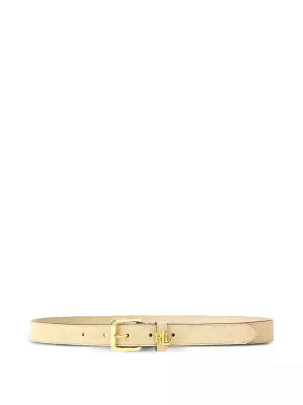 Ralph Lauren Logo Plaque Leather Belt - Neutrals