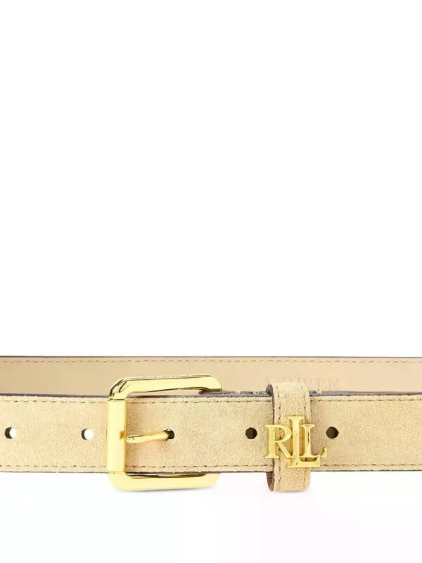 Ralph Lauren Logo Plaque Leather Belt - Neutrals