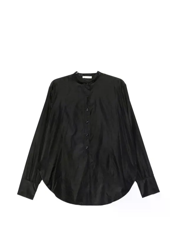 THE ROW Lula Mandarin-collar Silk Shirt - Black