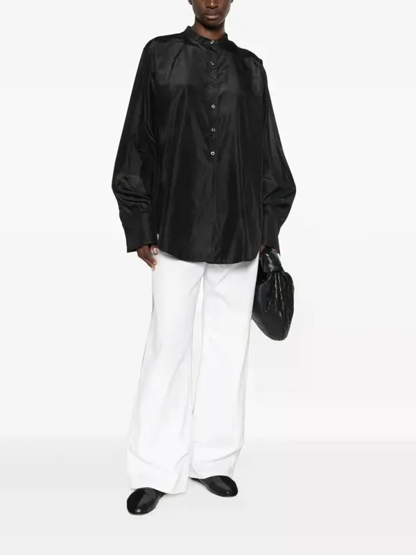THE ROW Lula Mandarin-collar Silk Shirt