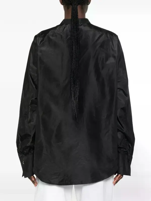 THE ROW Lula Mandarin-collar Silk Shirt