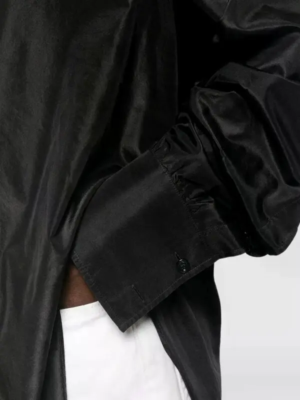 THE ROW Lula Mandarin-collar Silk Shirt