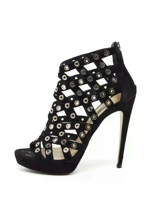 Prada Open-toe Eyelet-detail Boots - Black