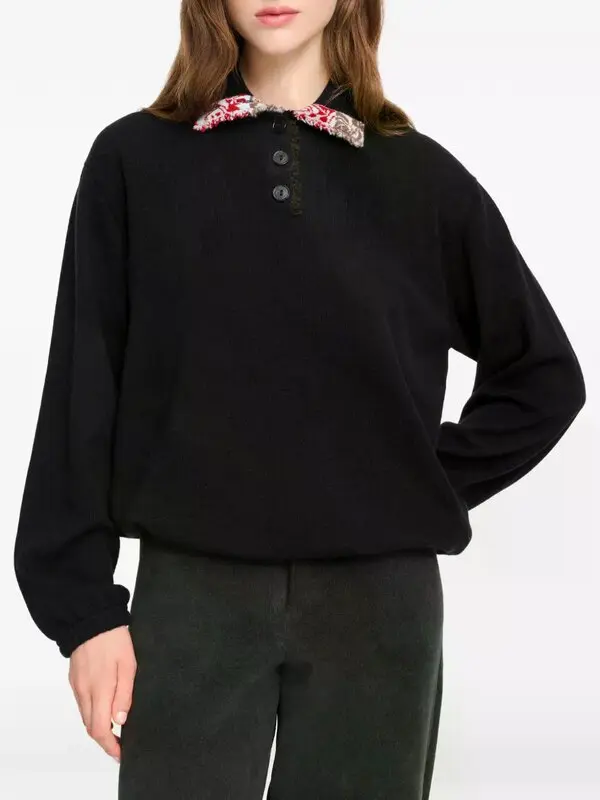 BARRIE Contrast-collar Cashmere Sweater