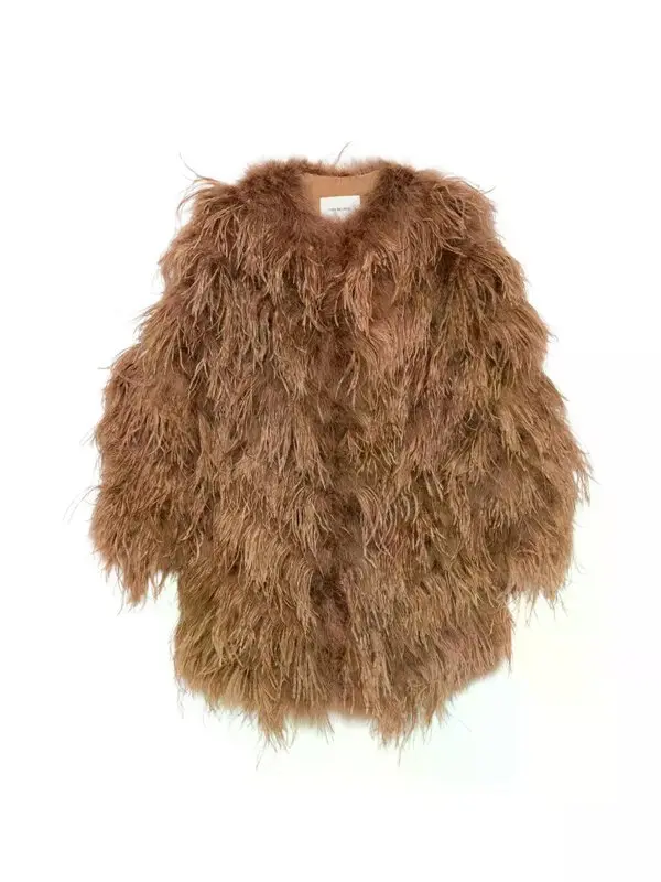 YVES SALOMON Feather-embellished Coat - Brown