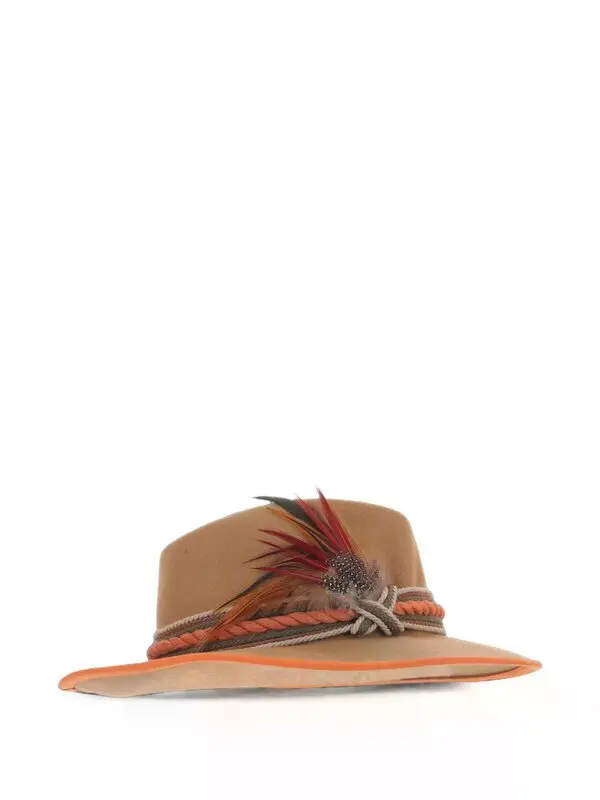 ALEXIA ALVAREZ DE TOLEDO Feather-detail Wide-brim Hat